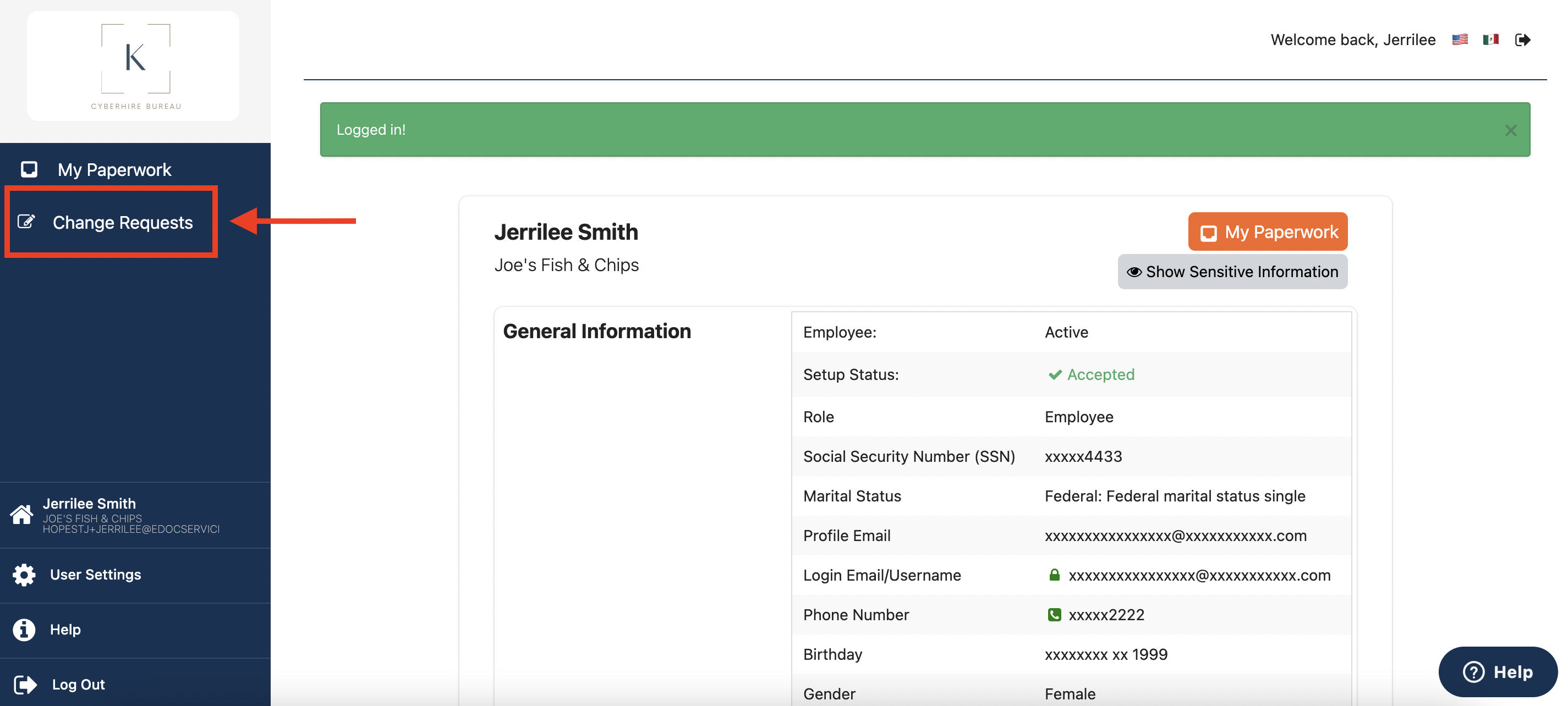 Update My Paperwork: Change Request – Edoc Service